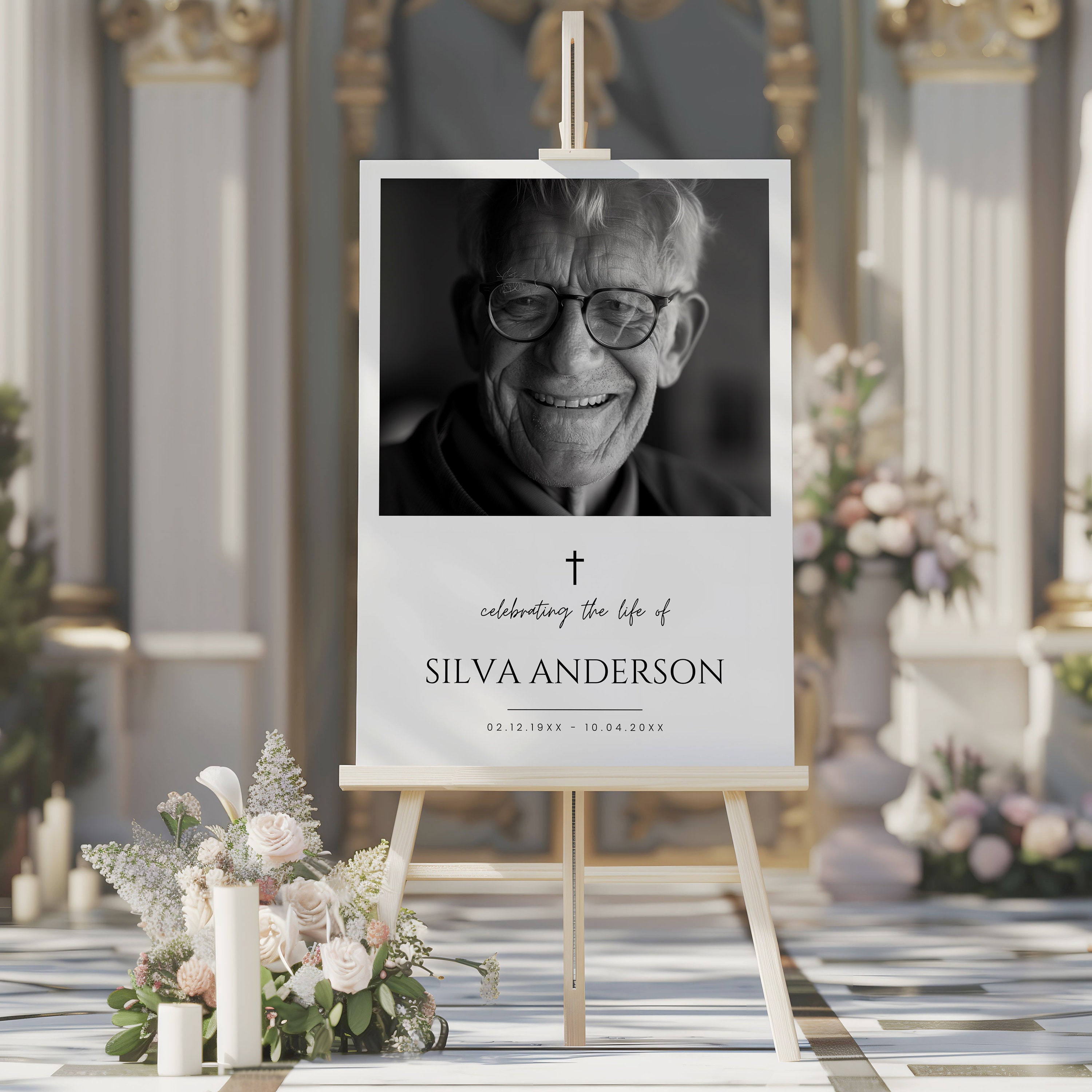 Editable Funeral Welcome Sign, Minimalist Memorial Poster Canva, Large ...