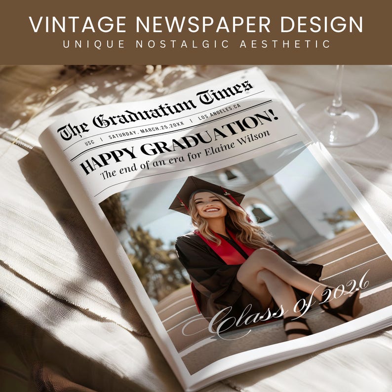 Graduation Newspaper Announcement Canva Template, Printable Senior Year ...