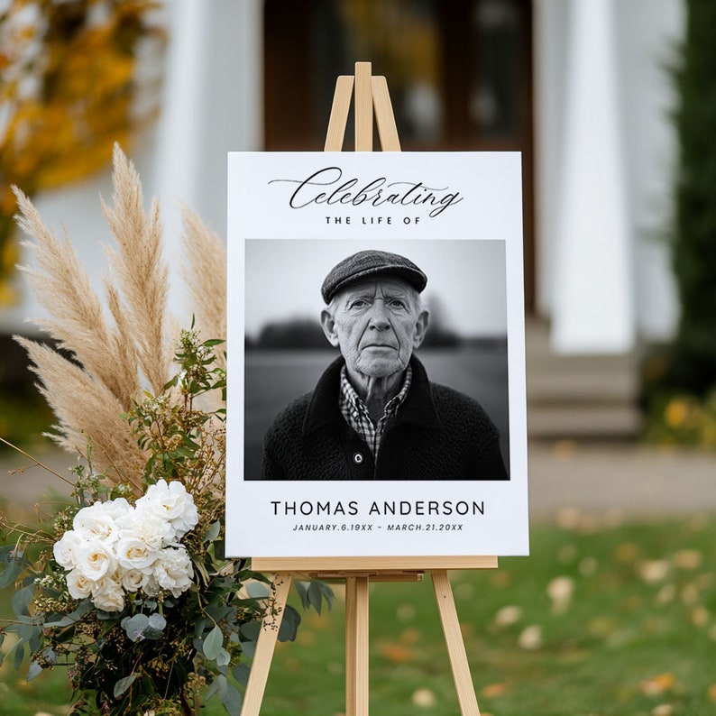 Simple Funeral Welcome Sign Template, Editable Large Memorial Easel ...