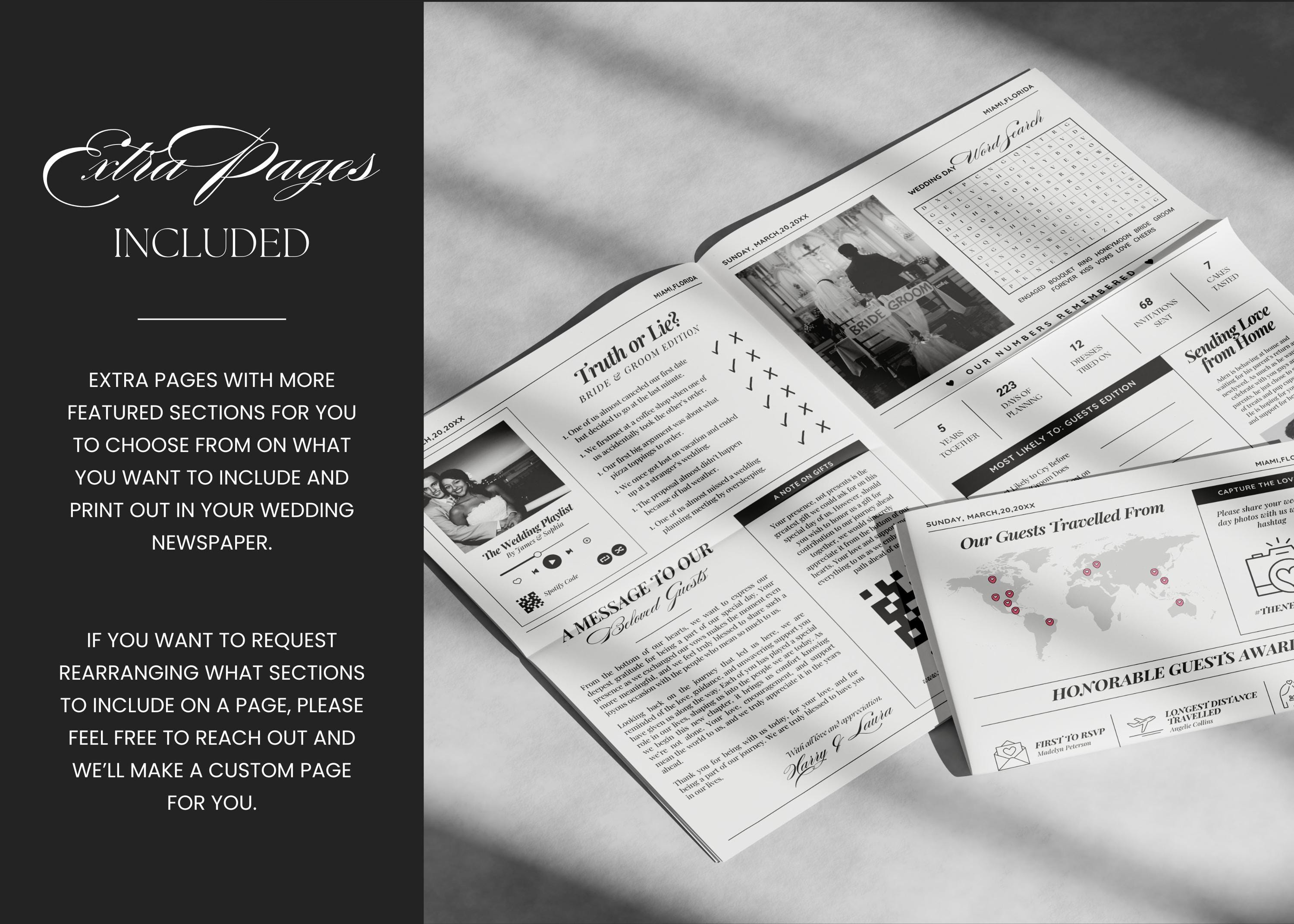 Wedding Newspaper Template Canva, Editable Newlywed Times Program ...