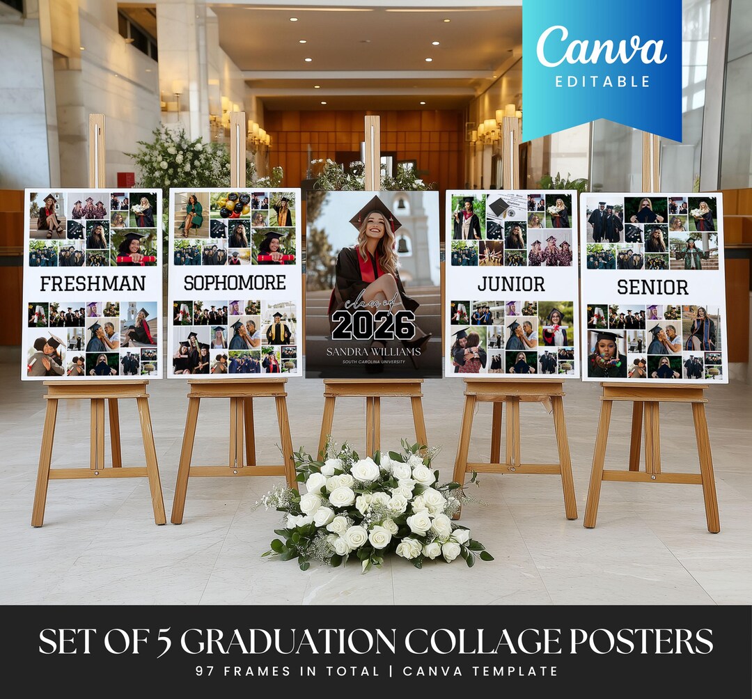 Senior Graduation Photo Collage Template Canva | Set of 5 Class of 2026 ...