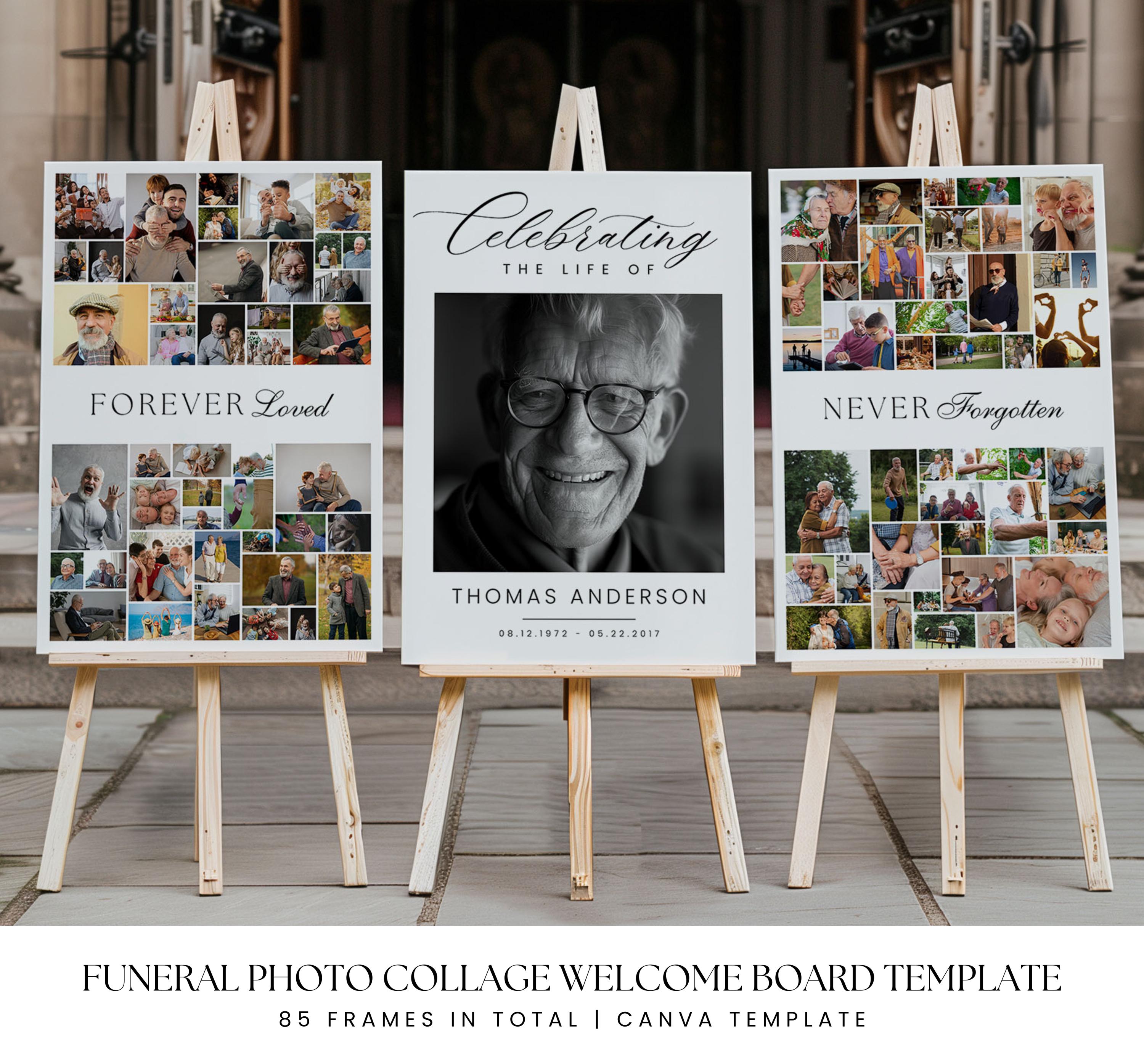 Funeral Poster Collage Editable Template, Memorial Sign, Celebration of ...