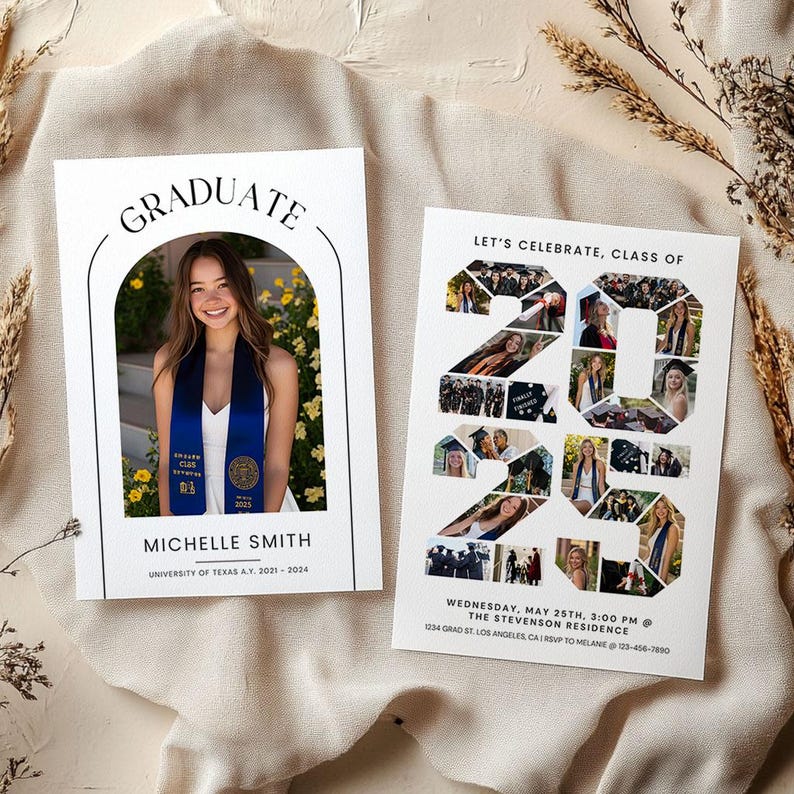 Arch Grad Party Invitation Template Canva, Editable Graduation ...