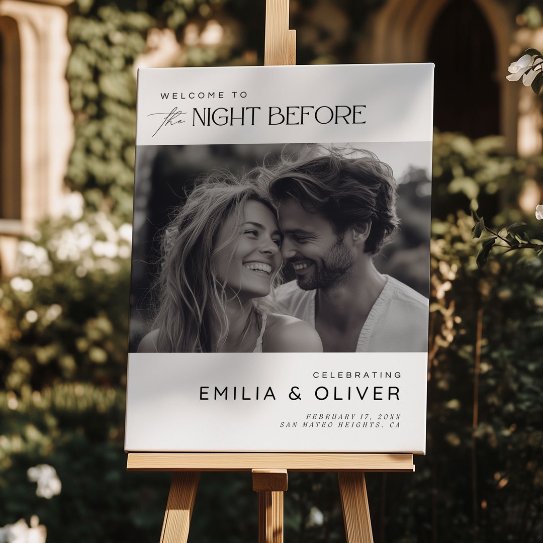 Editable Rehearsal Dinner Welcome Sign Template With Picture, the Night ...