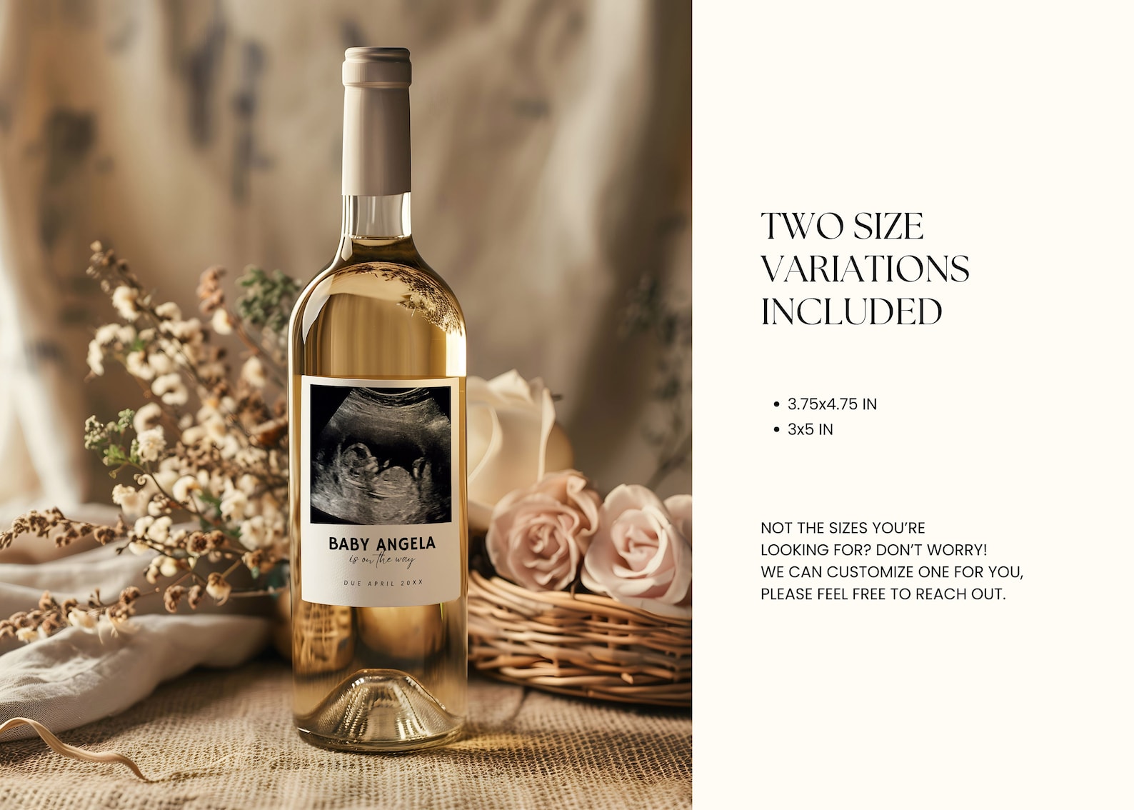 Pregnancy Announcement Wine Label Template Canva Mini Bottle Label ...