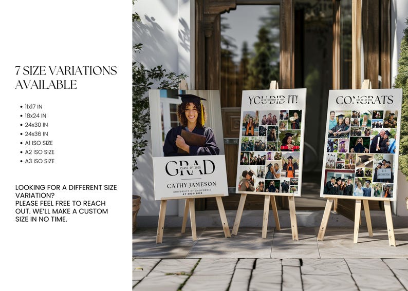 Set of 3 Graduation Photo Collage Display Boards Template Canva, Senior ...