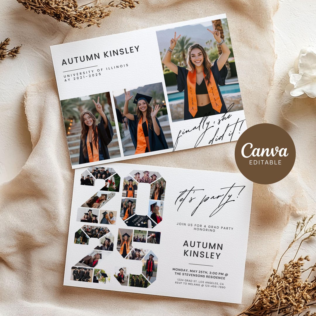 Editable Senior Graduation Announcement Canva Template, Class of 2025 ...