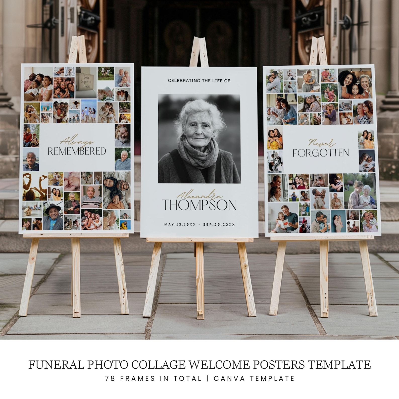 Funeral Photo Collage Poster Set, Editable Celebration of Life Image ...