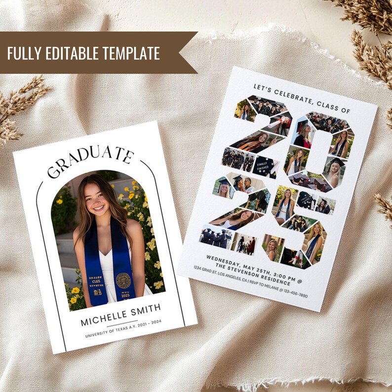 Arch Grad Party Invitation Template Canva, Editable Graduation ...