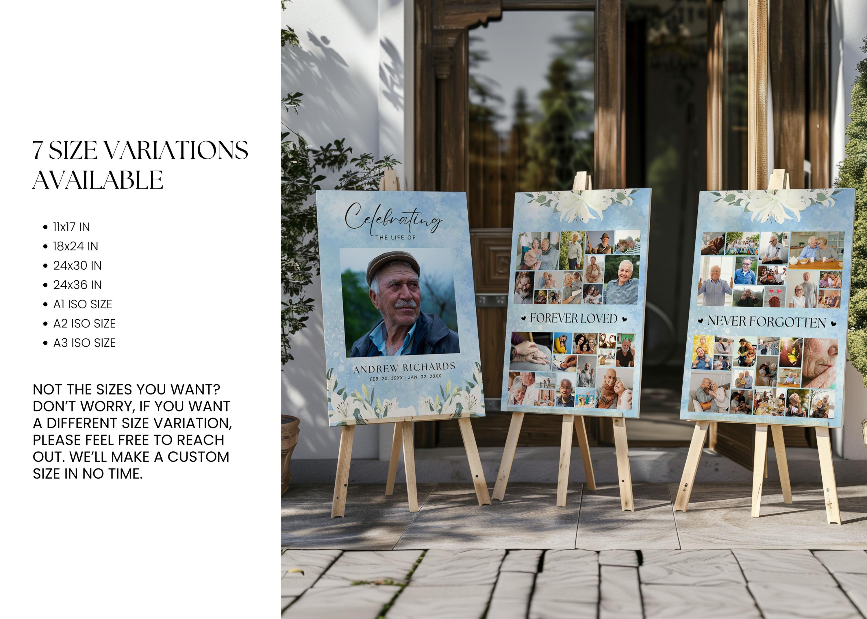 Blue Sky Funeral Photo Collage Posters Canva Editable Template ...