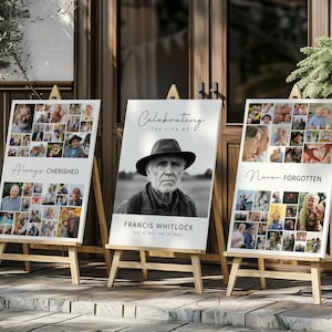 Set of 3 Funeral Photo Collage Poster Boards Canva Template ...