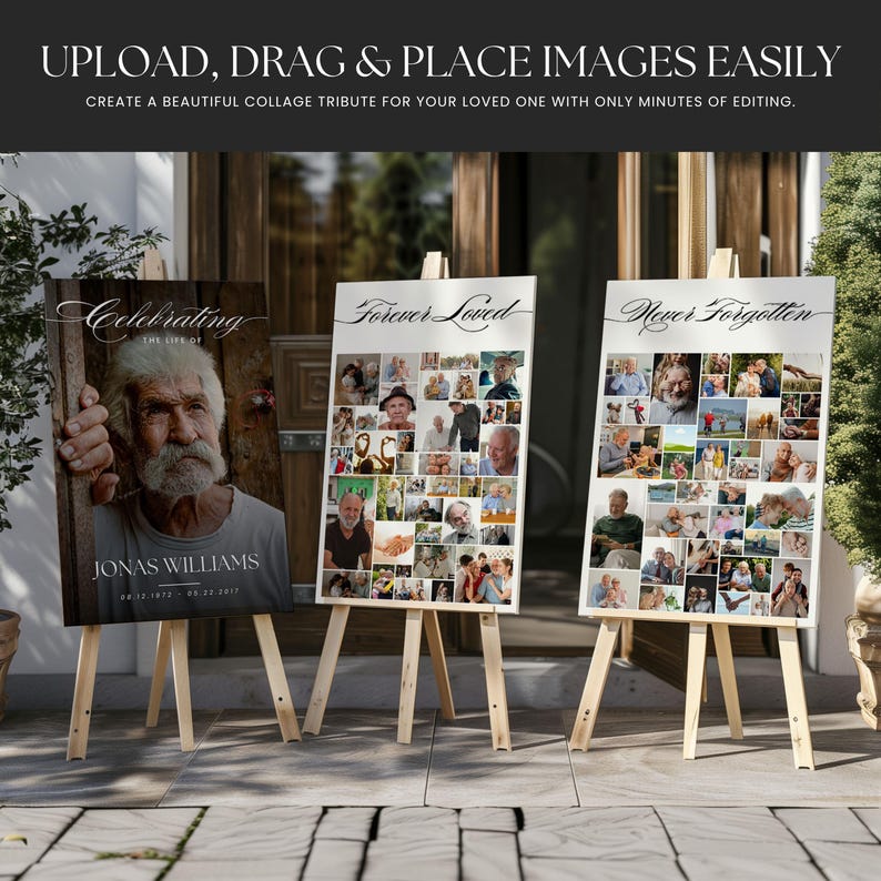 Funeral Poster Collage Editable Template, Celebration of Life Memorial ...