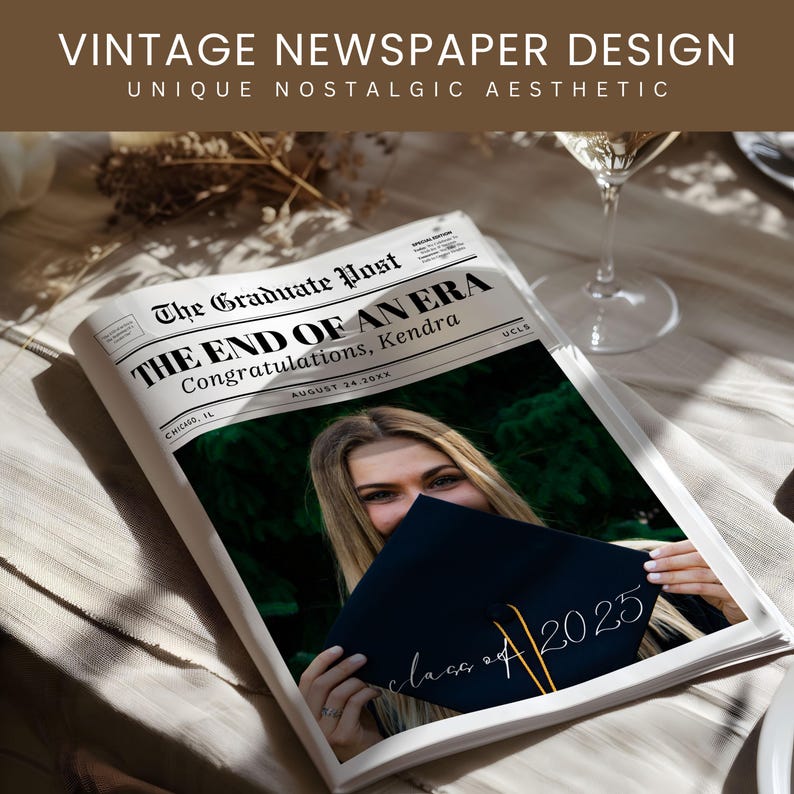 Senior Graduation Newspaper Announcement Gift Canva Template, Class of ...