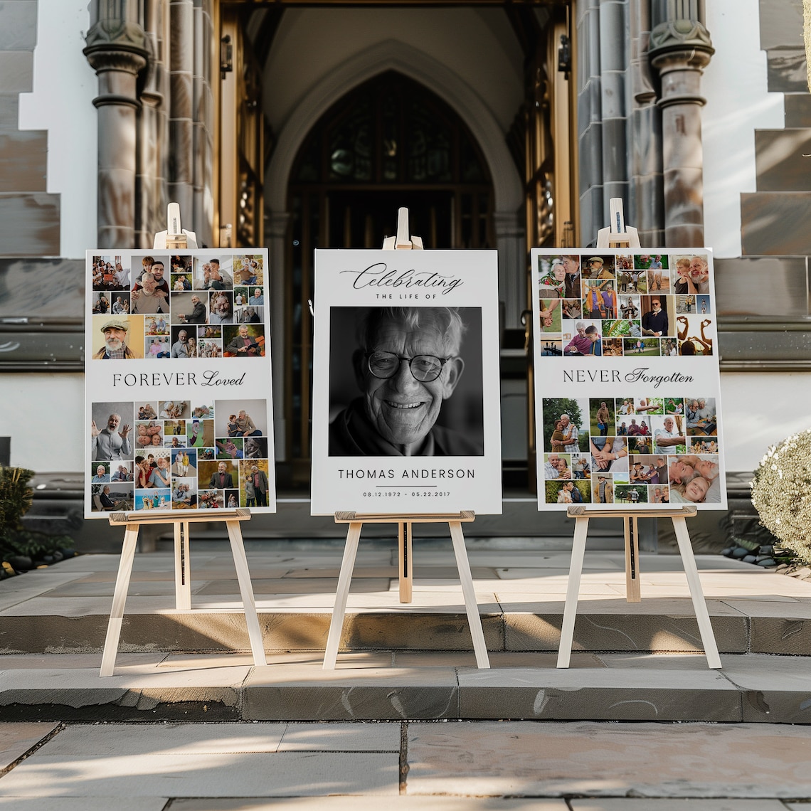 Funeral Poster Collage Editable Template, Memorial Sign, Celebration of ...