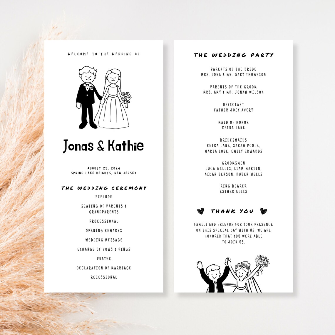 Hand Drawn Wedding Program Template, Infographic Wedding Program Canva ...