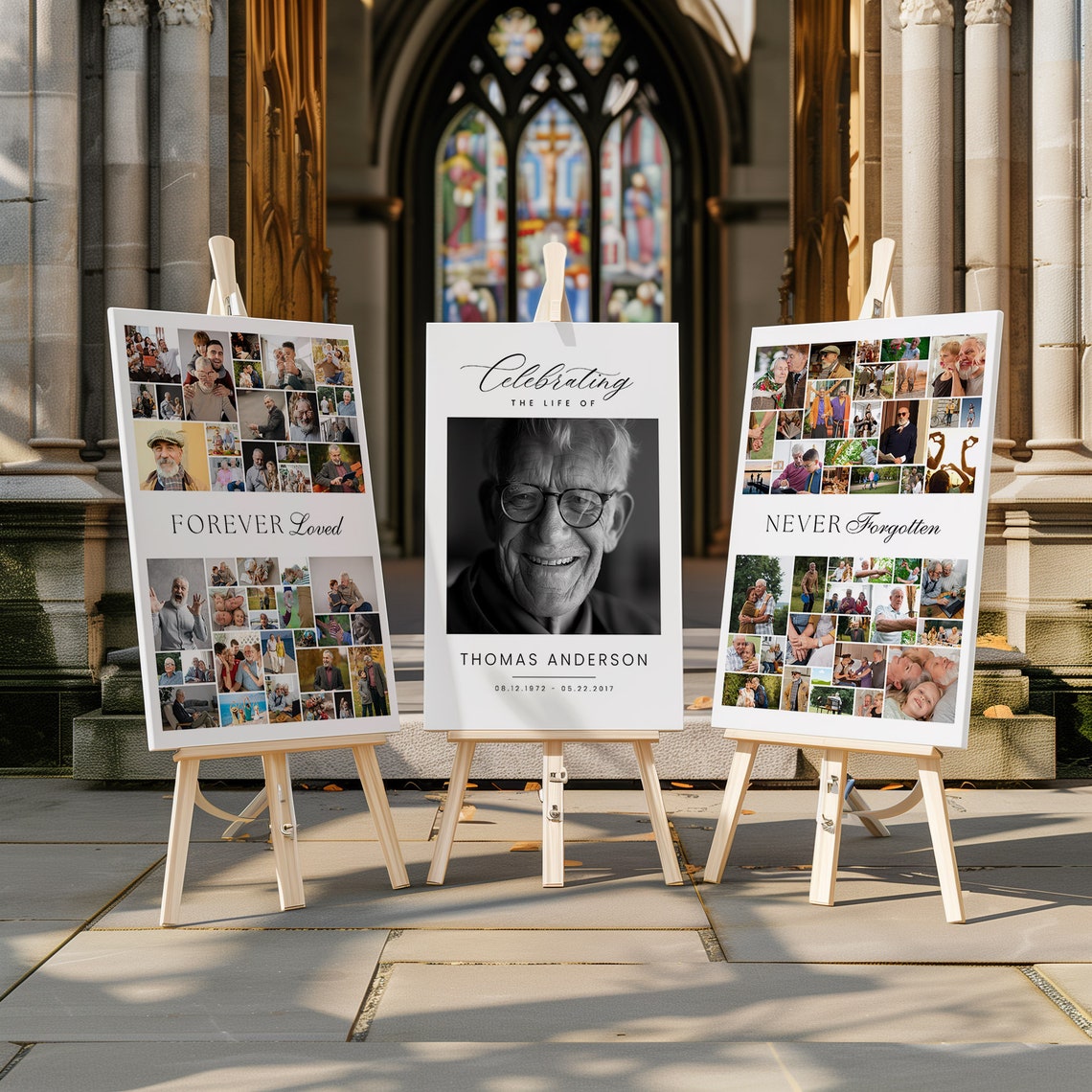 Funeral Poster Collage Editable Template, Memorial Sign, Celebration of ...