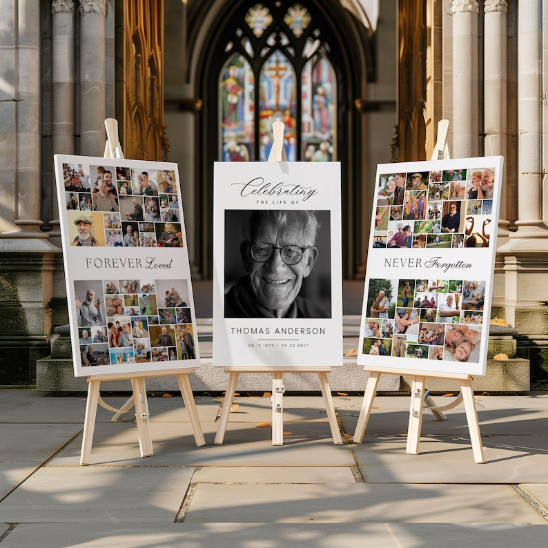 Funeral Poster Collage Editable Template, Memorial Sign, Celebration of ...