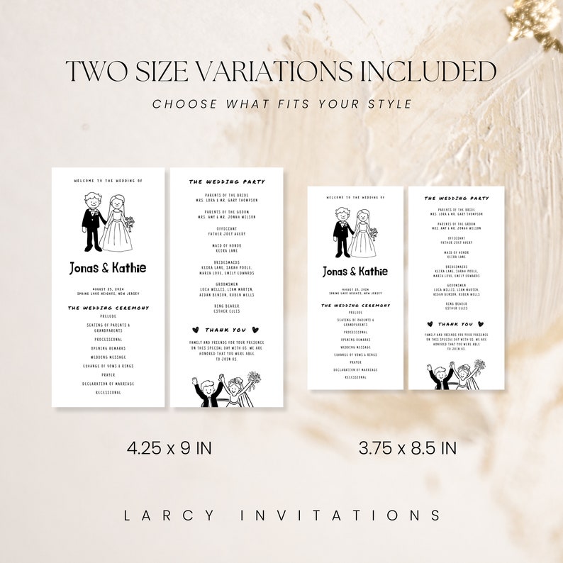 Hand Drawn Wedding Program Template, Infographic Wedding Program Canva ...