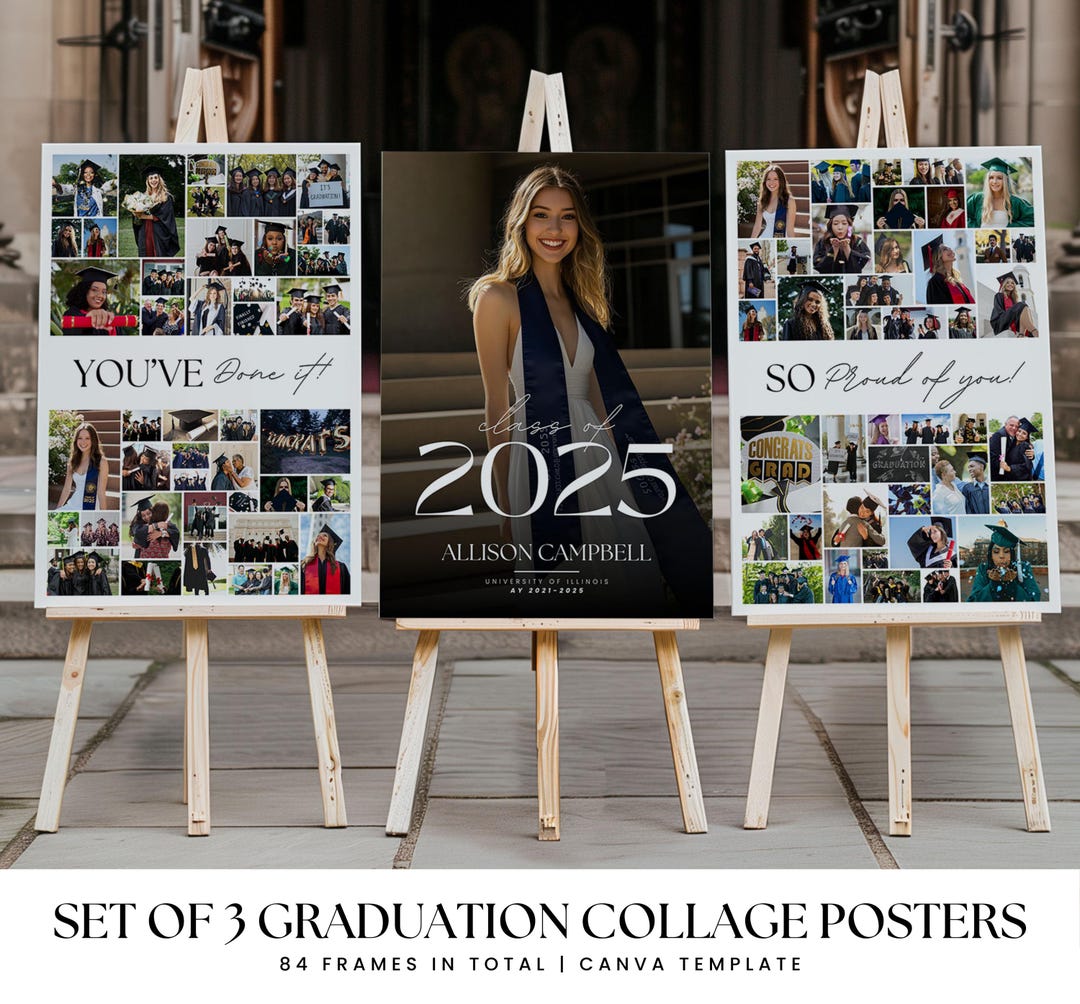 Senior Graduation Photo Collage Template Canva, Class of 2025 Graduate ...
