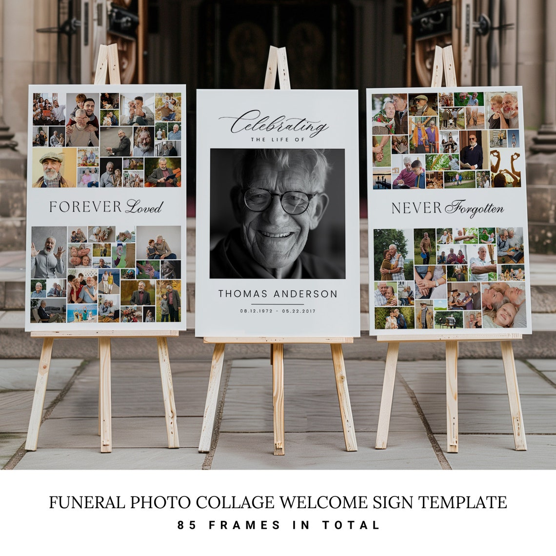 Funeral Poster Collage Editable Template, Memorial Sign, Celebration of ...