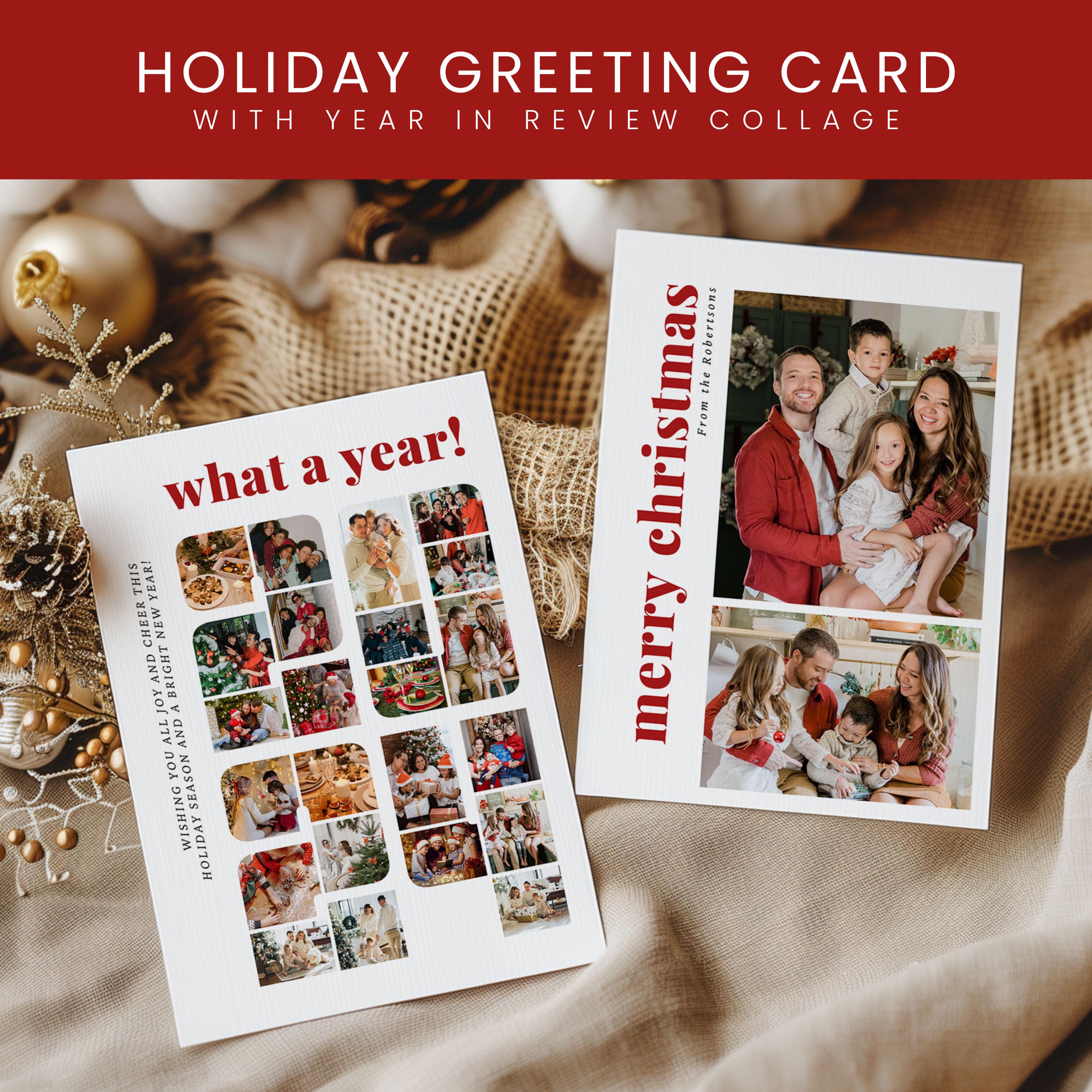 Simple 2024 Year in Review Christmas Card Canva Template, Editable ...