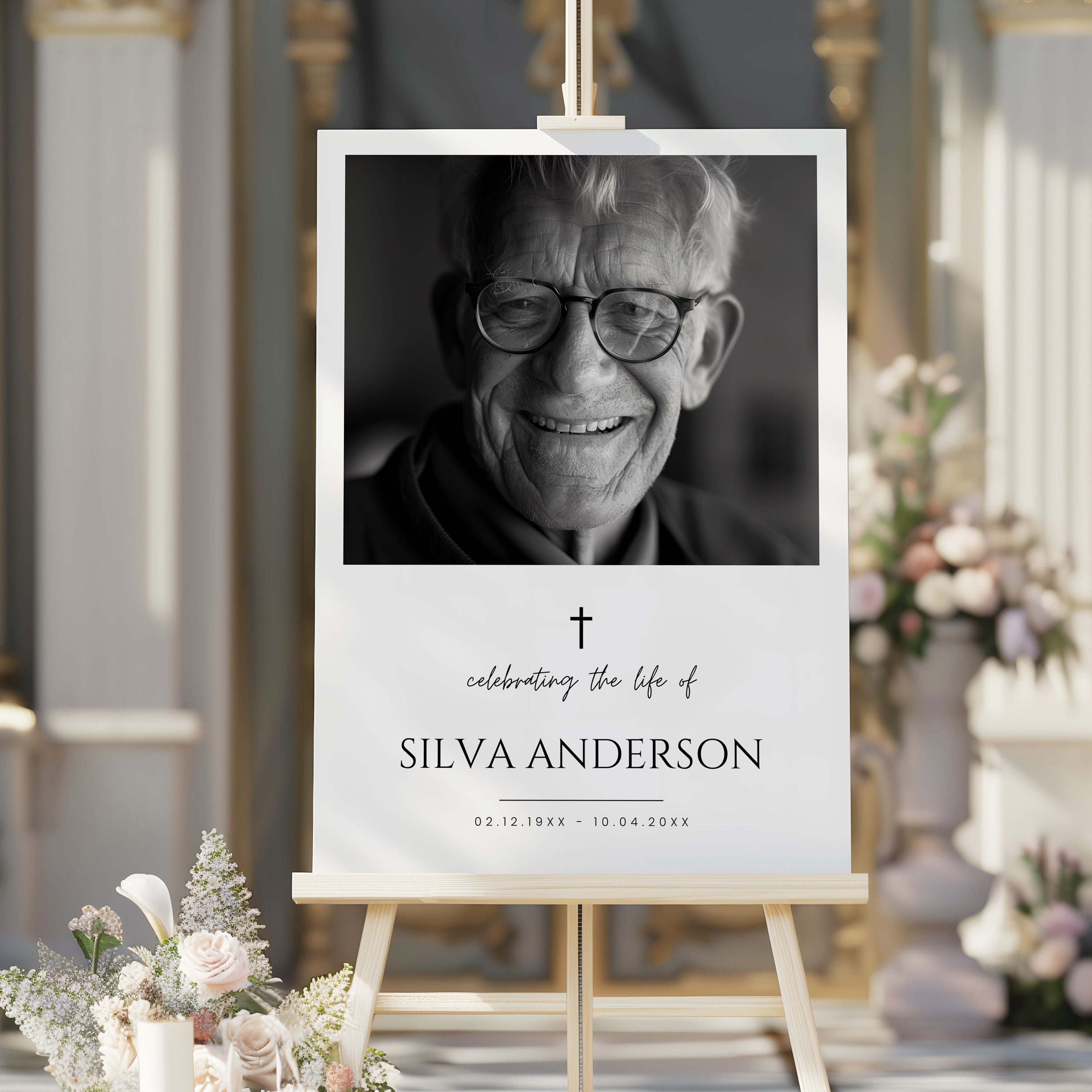 Editable Funeral Welcome Sign, Minimalist Memorial Poster Canva, Large ...