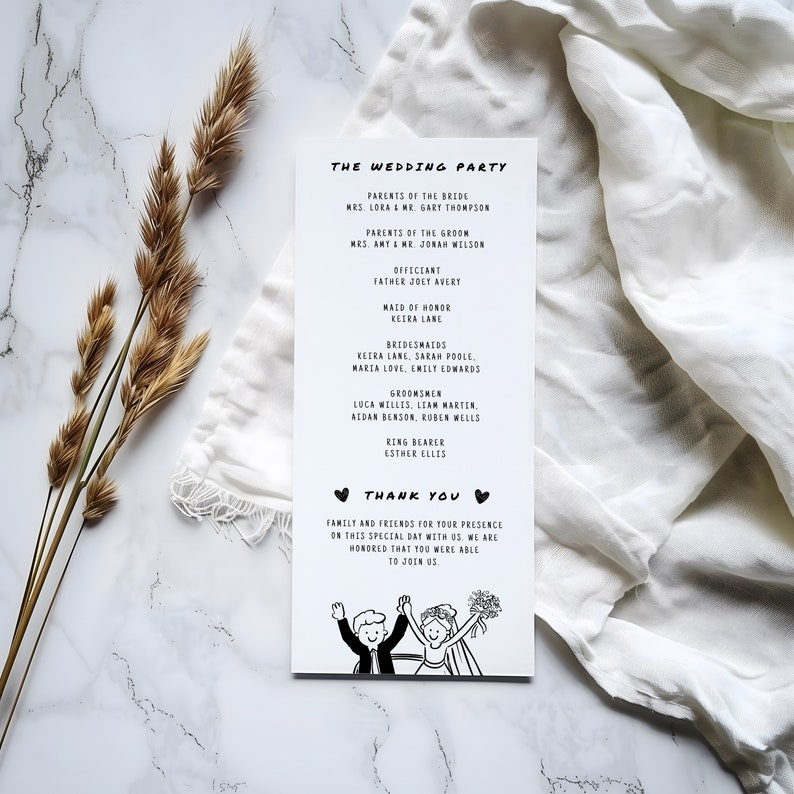 Hand Drawn Wedding Program Template, Infographic Wedding Program Canva ...