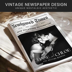 Wedding Newspaper Program Template Canva, Newlywed Times Ceremony ...