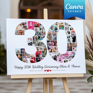 30th Wedding Anniversary Collage Template, Personalized Gift for ...
