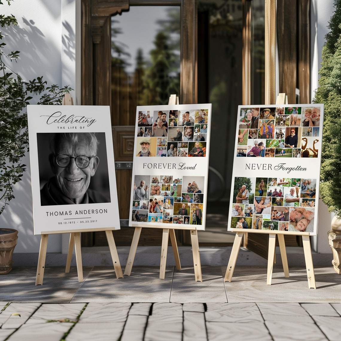 Funeral Poster Collage Editable Template, Memorial Sign, Celebration of ...
