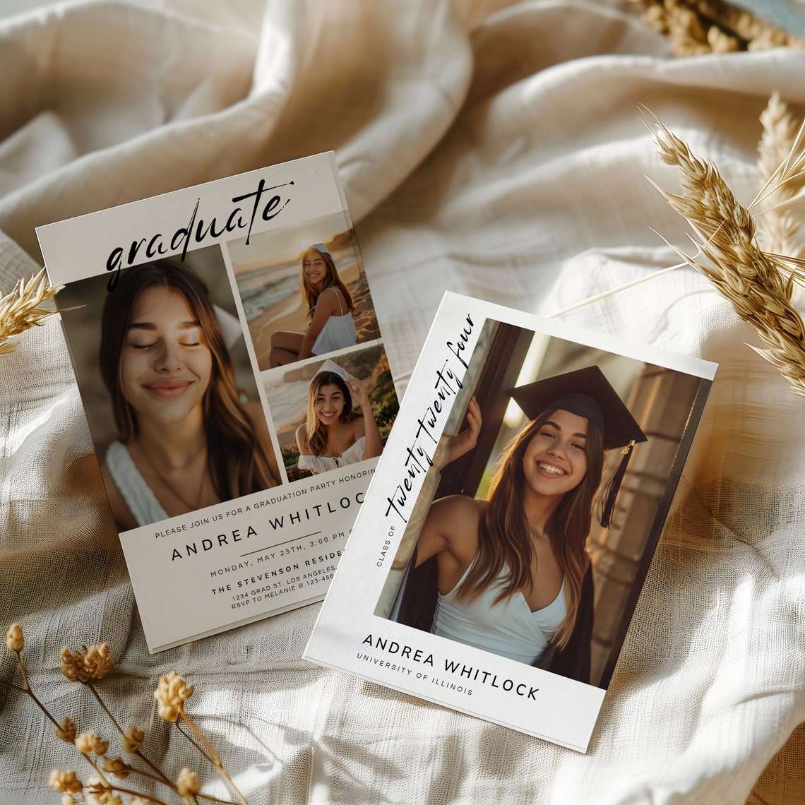 Simple Class of 2024 Graduation Invitation Canva Template, Graduation ...