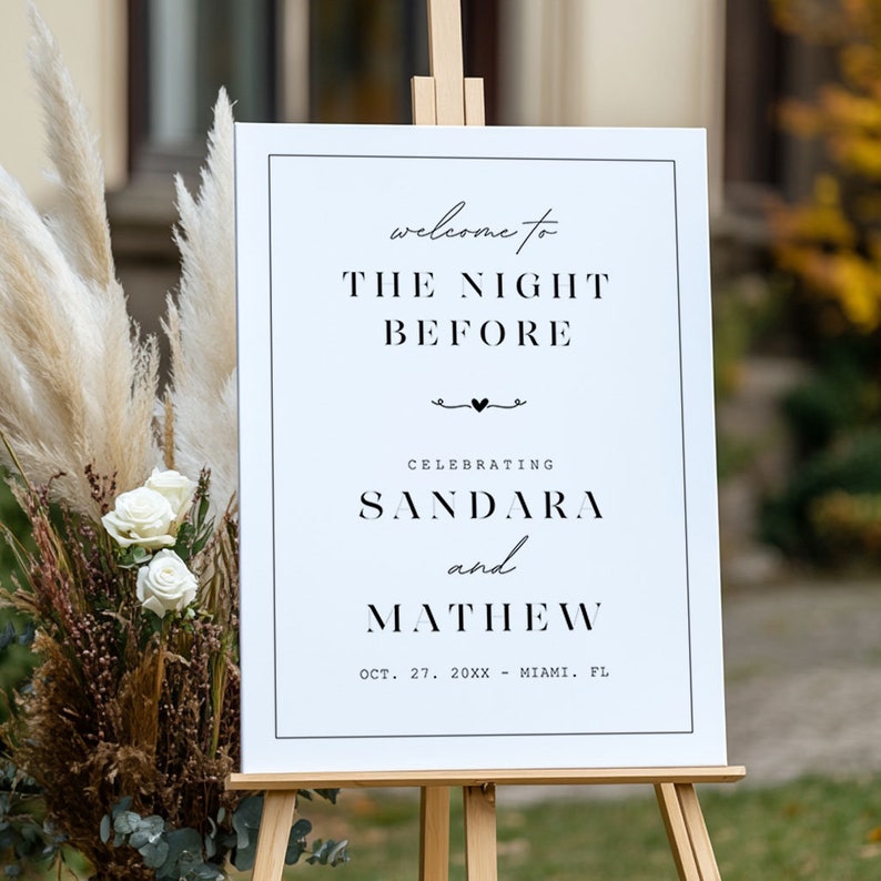 The Night Before Wedding Sign Template, Minimal Editable Rehearsal ...