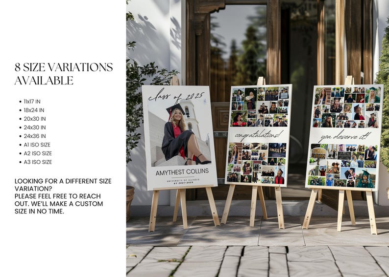 Graduation Photo Collage Posters Template Canva, Set of 3 Grad Party ...