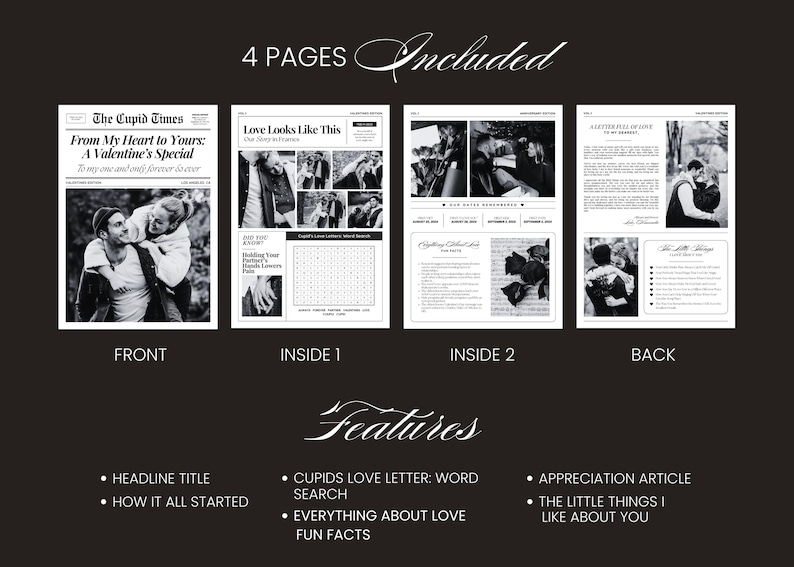 Large Valentine Newspaper Template Canva, Editable Cupid Post Will You ...