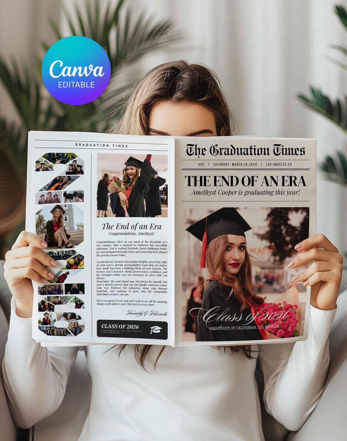2026 Graduation Newspaper Announcement Canva Template With Multiple ...