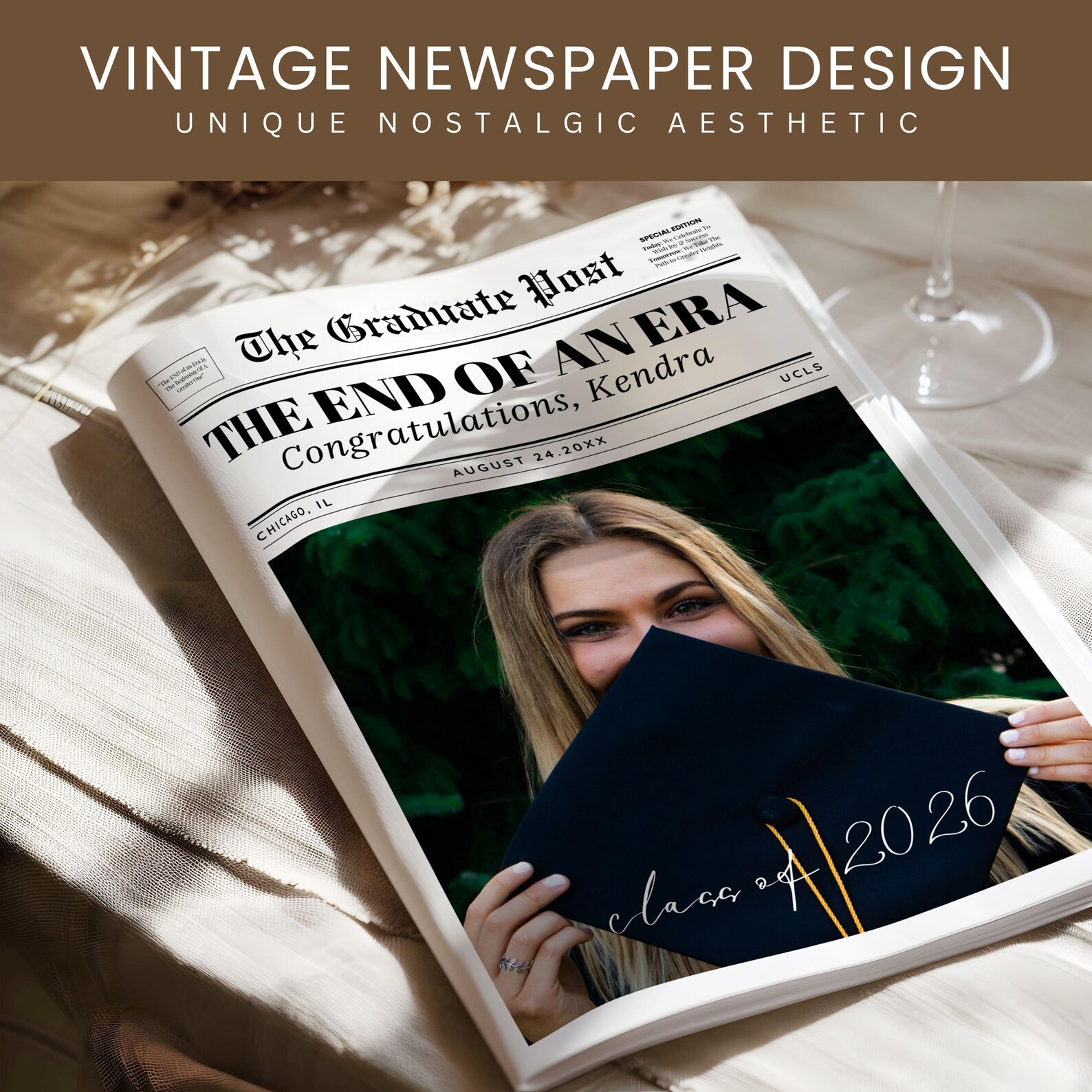 Senior Graduation Newspaper Announcement Gift Canva Template, Class of ...