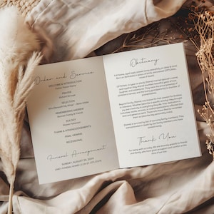 Minimalist Celebration of Life Program Template, Editable Canva Funeral ...