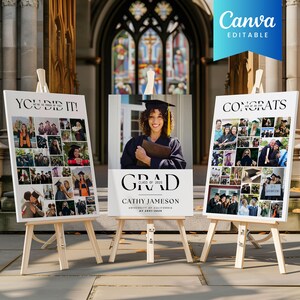 Set of 3 Graduation Photo Collage Display Boards Template Canva, Senior ...