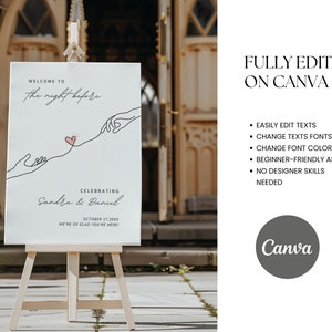 Cute Rehearsal Dinner Welcome Sign Template, Canva Editable the Night ...