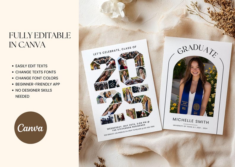 Arch Grad Party Invitation Template Canva, Editable Graduation ...