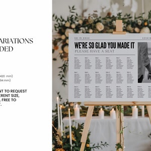 Newspaper Wedding Seating Chart Template for Canva Rustic Acrylic ...