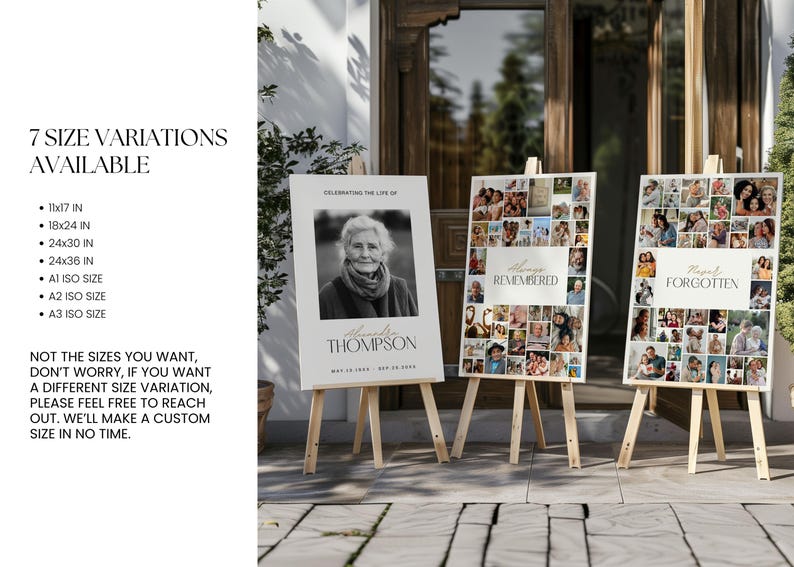 Funeral Photo Collage Poster Set, Editable Celebration of Life Image ...