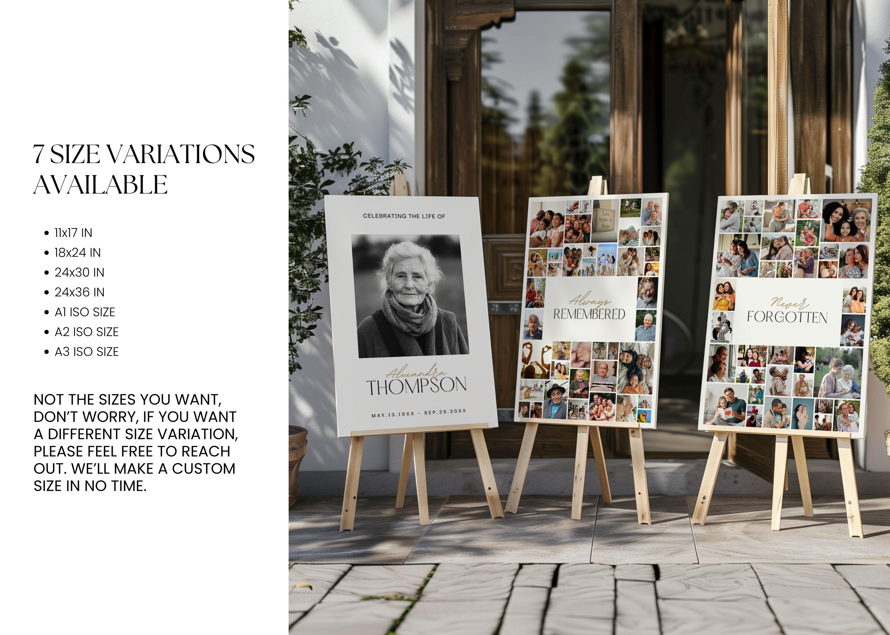 Funeral Photo Collage Poster Set, Editable Celebration of Life Image ...