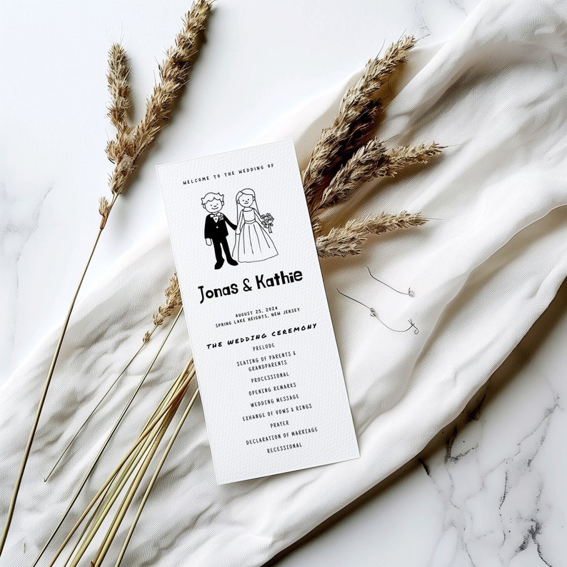 Hand Drawn Wedding Program Template, Infographic Wedding Program Canva ...