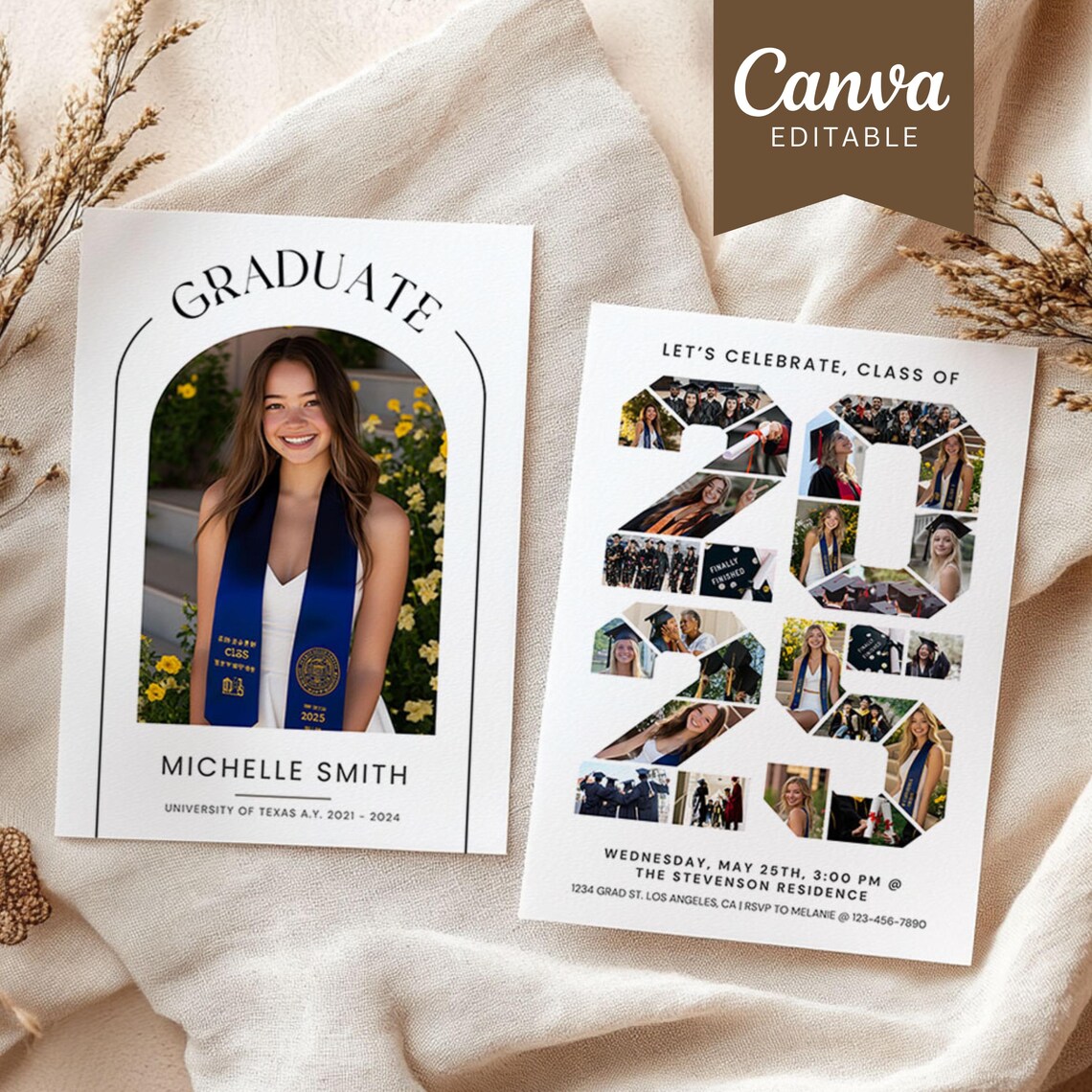 Arch Grad Party Invitation Template Canva, Editable Graduation ...