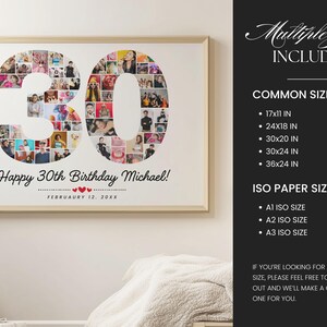 Canva 30th Birthday Collage Template, Personalized 18th Number Frames ...