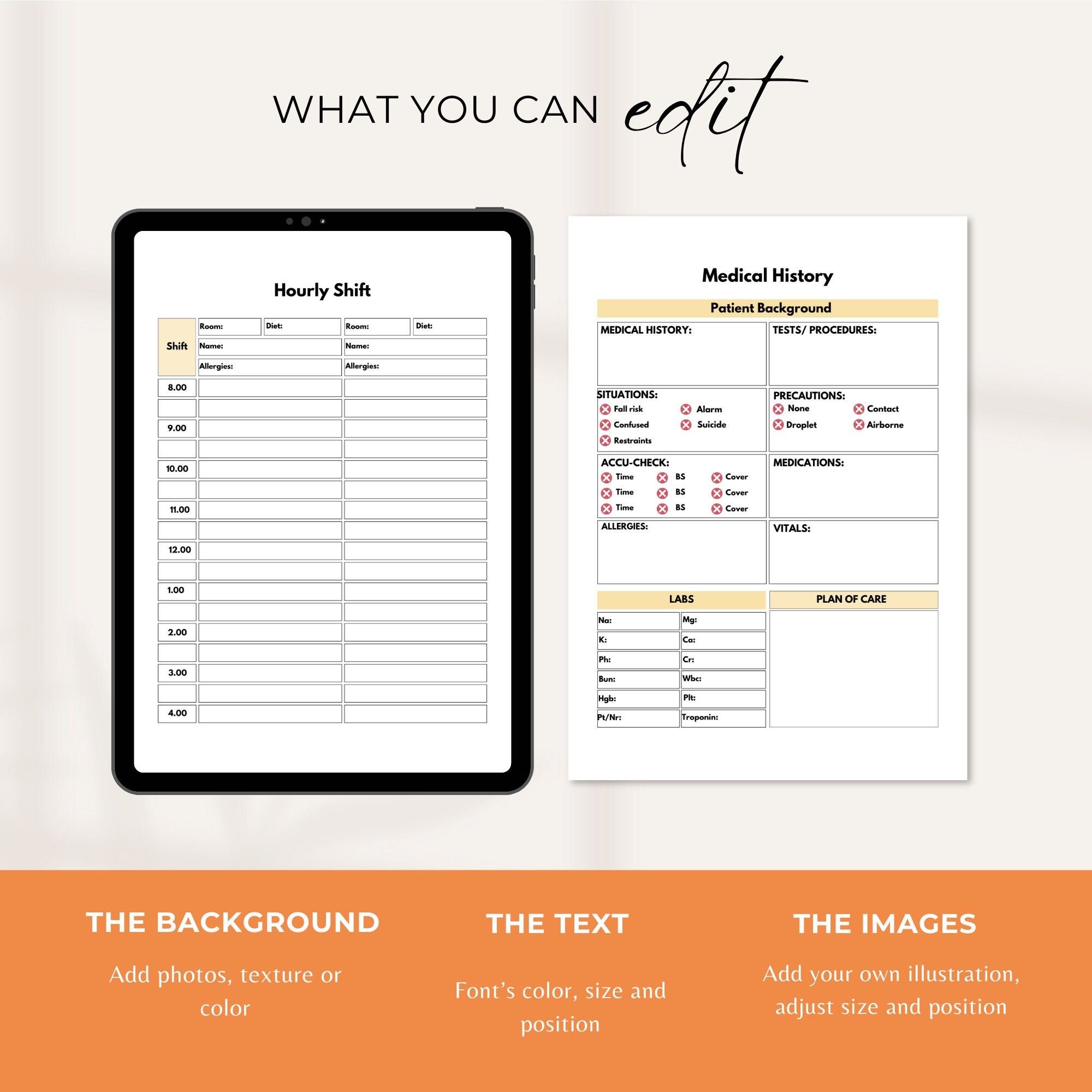Editable Nurse Planner, Nurse Shift Planner, Nurse Record Book, Hourly ...