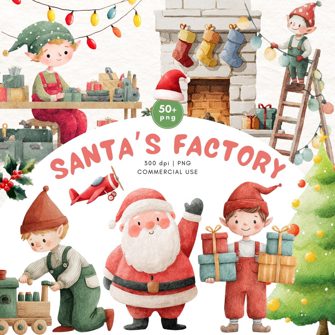 Santa's Workshop Clipart, Christmas Clipart, Holiday Season Clipart ...