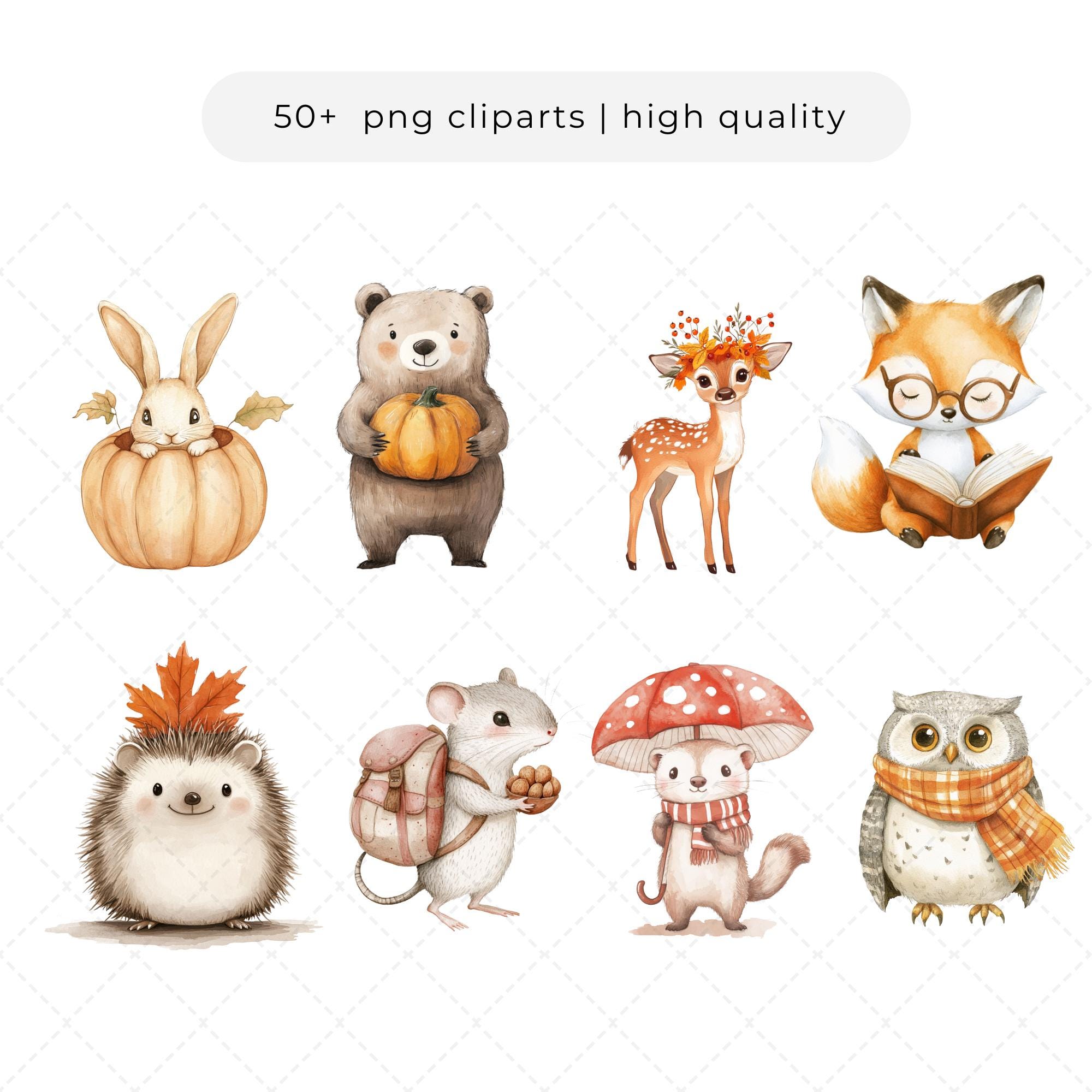 Autumn Woodland Animals Clipart, Fall Animals, Forest Animals, Cozy ...