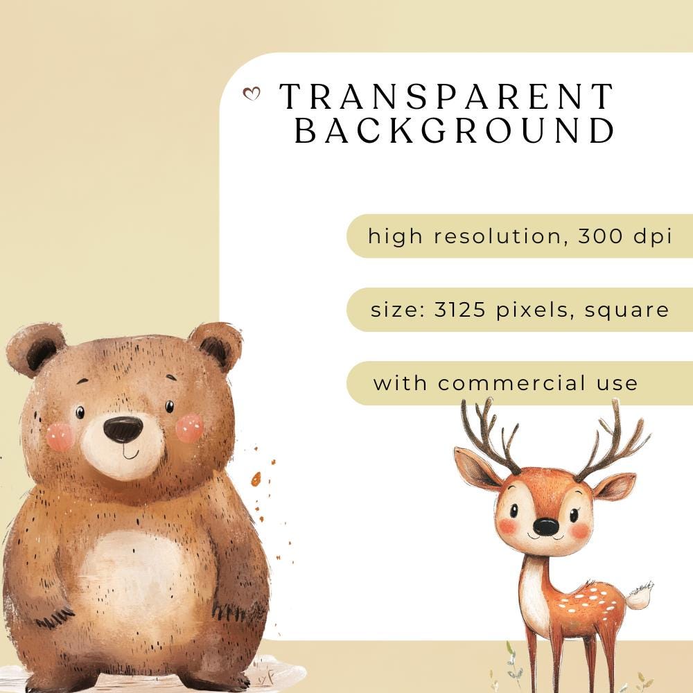 Woodland Animal Clipart, Cute Animal Clipart, Baby Animal Clipart ...